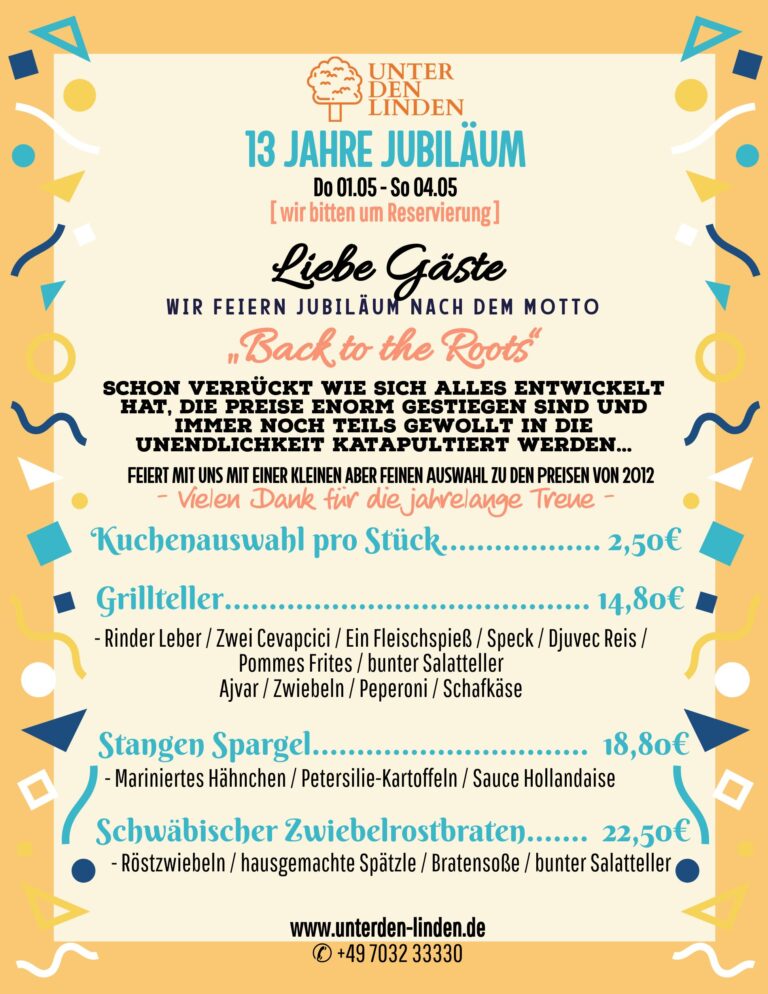 Menü – Unter den Linden